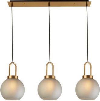 Searchlight Searchlight - Suspension snowdrop 3L barre m&eacute;tal laiton avec verre depoli E27 3x60w max longueur 87
