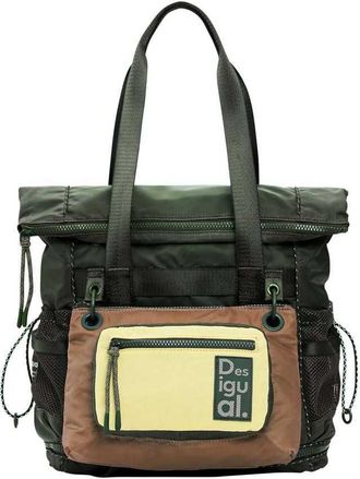 Desigual zweifarbiger gewachster Voyager-Rucksack in Khaki-Gr&uuml;n