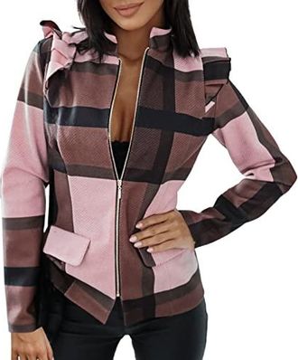 Generic Vestes pour femmes 2026 Blazers longues travail sur le devant manches d&eacute;contract&eacute;es pour femmes, kaki, L