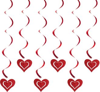 Generic Valentinstag H&auml;ngende Spiralen - 6er Set Dekorative Deckenornamente, Herz Motiv Basteldekorationen, leicht aufzuh&auml;ngendes Design Mit Flexiblem Materia