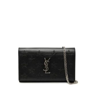 Saint Laurent Sac bandouli&egrave;re pr&eacute;-aim&eacute; orn&eacute; d&eacute;toiles - Femme - Pre-owned - Noir - Taille: ONE Size