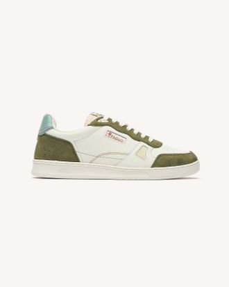 Faguo Baskets blanc et kaki cuir