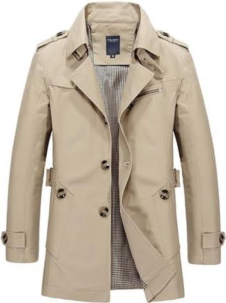 Generic Caban en laine bleu marine &agrave; double boutonnage pour homme, manteau dhiver bleu marine classique pour homme, long caban bleu marine, manteau &eacute;l&eacute;gant en