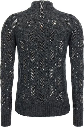 Ermanno Scervino Crystal-Braided Wool Blend Sweater - Charcoal