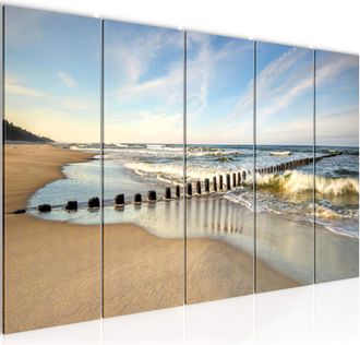 Runa Art Wandbild XXL Strand Meer Schlafzimmer Wohnzimmer 200 x 80 cm Bunt 5 Teilig - Made in Germany - 025255a