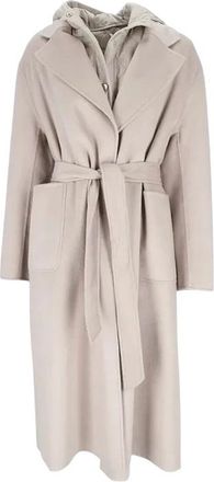 Kaos Kaos, Femme, Manteaux, Beige, Taille: 36 FR Manteau ceintur&eacute; &agrave; un bouton avec doublure int&eacute;rieure en duvet