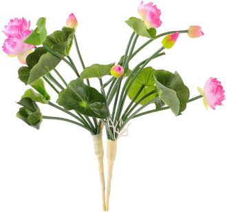 BESPORTBLE 2 Blumensträuße Künstliche Lotusblumen Seerosen Pflanzen Grün Stängel Arrangement Für Zuhause Büro Arrangements Innen- Und Außendekoration (Hellrosa)