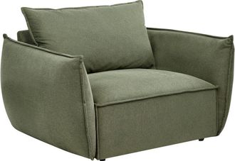 Beliani Sessel Gr&uuml;n aus Stoff Gepolstert mit Tiefem Breitem Sitz Modern Gem&uuml;tlich Polstersessel Stoffsessel Wohnzimmerm&ouml;bel