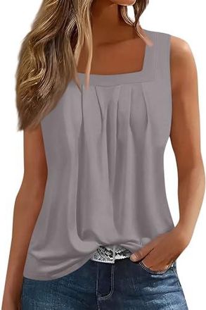 Generic Debardeur Femme Chic et &eacute;l&eacute;gant Chemisier sans Manche D&eacute;bardeur Crop Top Ete Haut Chic et Elegant Caraco Vetement Femme Tee Shirt sans Manche Fluide A