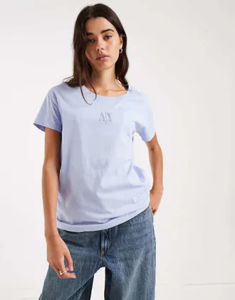A|X Armani Exchange T-shirt avec logo au centre - Bleu pastel
