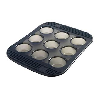 Mastrad Moule 9 Mini Muffins - 100% Silicone Premium - Anti-Adh&eacute;sif - Maintien Parfait - Gris Fum&eacute;
