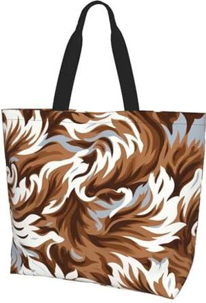 Generic Brun Et Blanc Sac Fourre Tout L&eacute;ger Sacs Pliable Sac &Agrave; Bandouli&egrave;re Pour Universit&eacute; Quotidienne Voyage