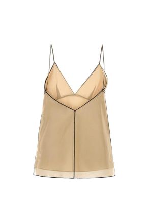 Khaite Womens Tank Top Beige Silk Tops