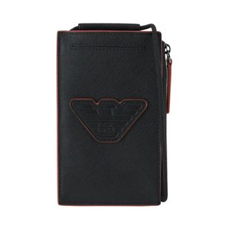 Emporio Armani Schwarz | Orangefarbenes Detail Portemonnaie - - Accessories - Herren - Schwarzk - ONE SIZE