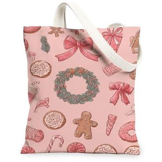 Generic Sacs fourre-tout en toile motif biscuits de No&euml;l, sacs r&eacute;utilisables, vintage, l&eacute;gers, lavables, p&ecirc;che, 13x15 Inch