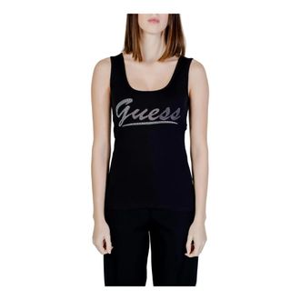 Guess Femme, Tops, Noir, Taille: 38 FR Débardeur Imprimé à Encolure Carrée
