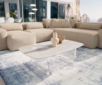 DELIFE Couchtisch Edge Boot 120x70 cm Keramik Onyx Champagne Lumia Acryl, Couchtische