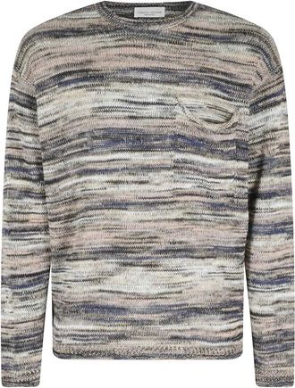 Roberto Collina Homme, Pulls, Multicolore, Taille: M Girocollo ML Over Mouline