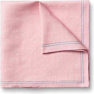 CHARLES TYRWHITT Einstecktuch aus Leinen-Seide-Mix mit Punkten - Rosa