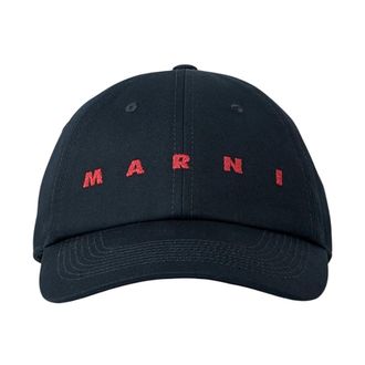 Marni Homme, Accessoires, Noir, Taille: S Casquette de Baseball en Sergé de Coton avec Logo