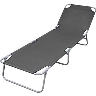vidaXL Vidaxl - Chaise longue pliable avec dossier réglable Gris