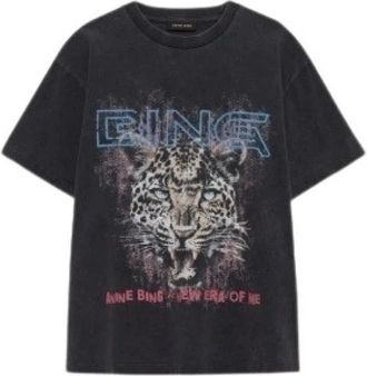 Anine Bing Femme, Tops, Noir, Taille: 36 FR Cade Tee Tiger Muse