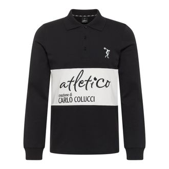 Carlo Colucci Atletico Langarm Poloshirt - - Tops - Herren - Schwarzk - M