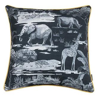 Riva Paoletti Safari Kissen mit Federfüllung, anthrazit, 55 x 55cm (22 x 22)