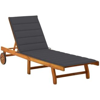 vidaXL Vidaxl - Chaise longue de jardin avec coussin Bois dacacia solide
