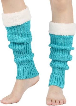 Generic Chaussettes tricot&eacute;es originales pour femmes Chaussettes chaudes en tricot poilu Chaussettes empil&eacute;es No&euml;l Chauffage de bureau, bleu, taille unique