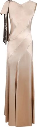Maison Margiela Femme, Robes, Beige, Taille: 38 FR Robe Maxi Asym&eacute;trique en Satin