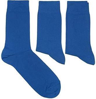Weri Spezials Lot de 3 paires de chaussettes pour homme en coton uni, Bleu Korn, 43-46