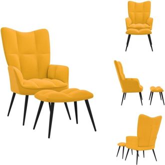 vidaXL Relaxsessel mit Hocker Senfgelb Samt - Samtsofa - Wohnzimmersofa - Bequemes Sofa - Gelber Sessel - Lounge Chair
