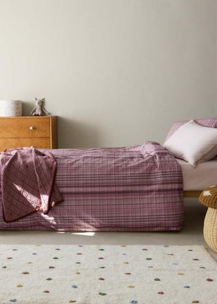 Mango Housse de couette enfant percale de coton &agrave; carreaux lit 90 cm violet clair/pastel - Home - Lit 90 cm - MANGO HOME