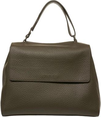 Orciani Crossbody Bags - Hammered Leather Structured Handbag With Magnetic - Gr. unisize - in Grau - für Damen