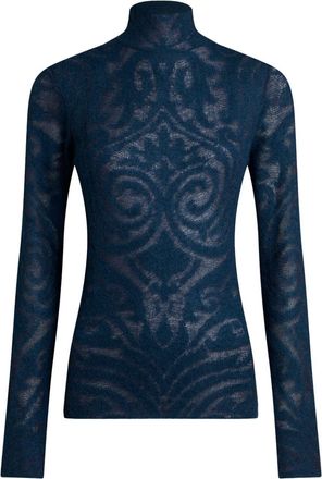 Etro Jacquard-Pullover mit Rollkragen - Blau