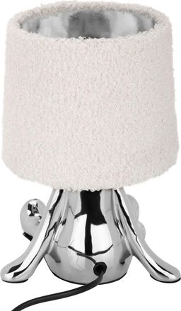Novel Tischleuchte, Silber, Wei&szlig;, Chrom, Textil, Keramik, zylindrisch,zylindrisch, 15x24x16 cm, RoHS, CE, Schnurschalter, Lampen & Leuchten, Innenbeleuchtun
