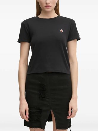 A Bathing Ape t-shirt crop à logo brodé - Noir