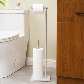 Kes Porte Papier Toilette sur Pied Distributeur Papier Toilette Marbre Support Papier Toilette Acier Inoxydable SUS304 Porte Rouleau Bross&eacute;, BPH288-2