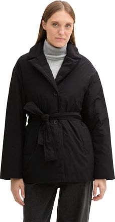 Tom Tailor Damen Mantel mit Gürtel,14482 - deep Black, M