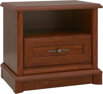 PEGANE Table de nuit Table de chevet avec 1 tiroir coloris ch&acirc;taigne - Longueur 56,5 x Profondeur 38,5 x Hauteur 52,5 cm