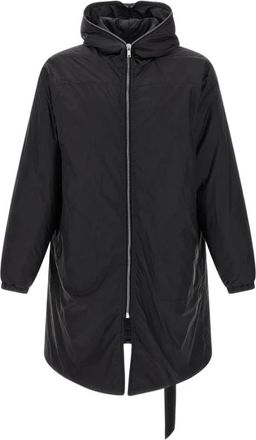 Rick Owens Homme, Manteaux, Noir, Taille: M Manteau Classique Noir À Capuche Avec Fermeture Éclair