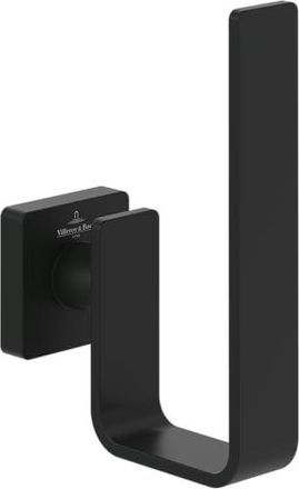 Villeroy & Boch Elements Striking Reserve Toilettenpapierhalter zur Wandmontage, Messing Klopapierhalter, rechteckig, Mattschwarz