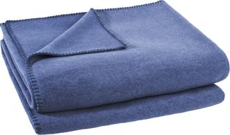 Zoeppritz Soft-Fleece-Decke - Polarfleece-Decke mit H&auml;kelstich - flauschige Kuscheldecke - 180x220 cm - 540 indigo - von zoeppritz since 1828, 103291-540-180x22
