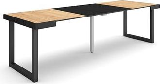Skraut Home | Ausziehbarertisch | Multifunktionaler ausziehbarer | 260 | Für 12 Gäste | Massivholz Beine | Moderner Stil | Eiche Schwarz