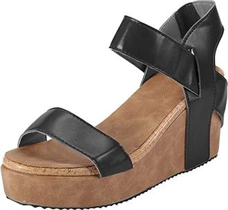 Generic Sandales d&eacute;t&eacute; pour femme - Talon compens&eacute; haut - Sandales &agrave; talon bloc - Sandales compens&eacute;es antid&eacute;rapantes - Sandales &agrave; lani&egrave;res a&eacute;r&eacute;es - Bout ouvert