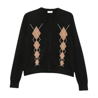 Liu Jo Wollstrickjacke mit Argyle-Muster - - Knitwear - Damen - Schwarzk - S