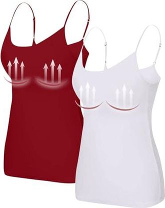 Generic Débardeur Femme, Camisole pour Femme avec Soutien-Gorge Intégré Couleur Unie Doux et Confortable Haut à Bretelle sans Manche dété pour Femme Débardeur