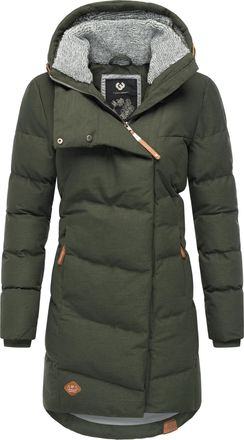 Ragwear wasserdichter Damen Wintermantel warmer Steppmantel lang mit Kapuze Pavla Intl Dark Olive22 Gr. XXL