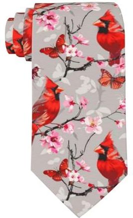 Generic Oiseaux Mâles Rouges Cravates Polyvalente Cravates Hommes Classique Cravatte Pour Soirée Mariages Travail
